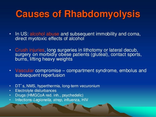 Crush injuries and rhabdomyolysis