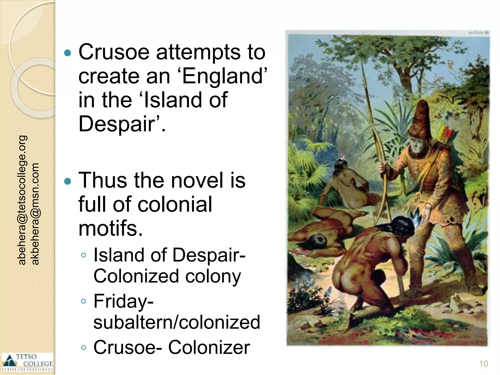 Robinson Crusoe and Colonialism, Capitalism, and Religious Themes | PPTX
