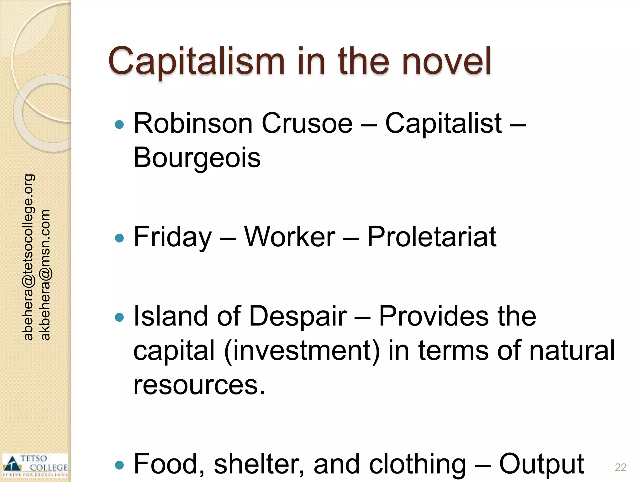 Robinson Crusoe and Colonialism, Capitalism, and Religious Themes | PPTX