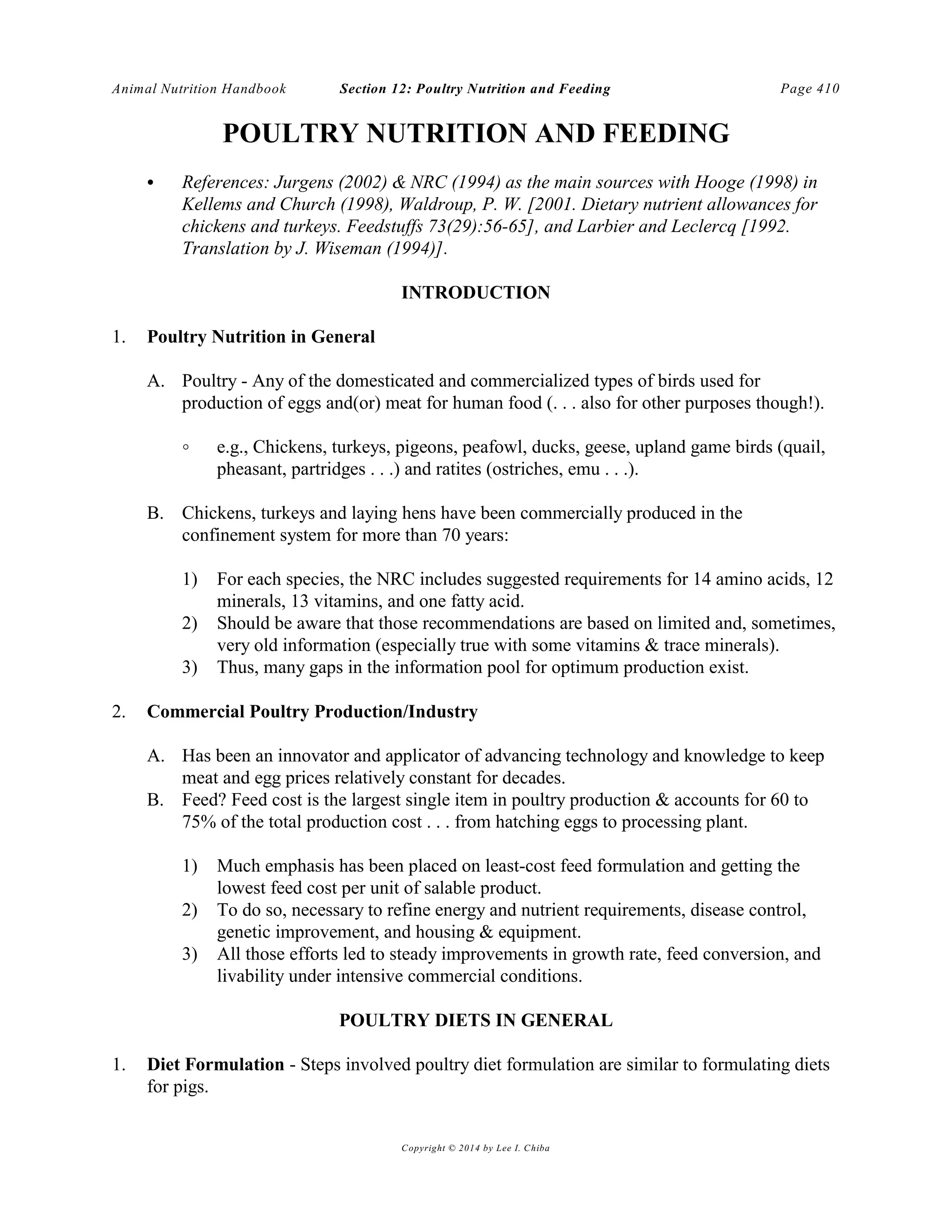 Poultry nutrition and feeding | PDF