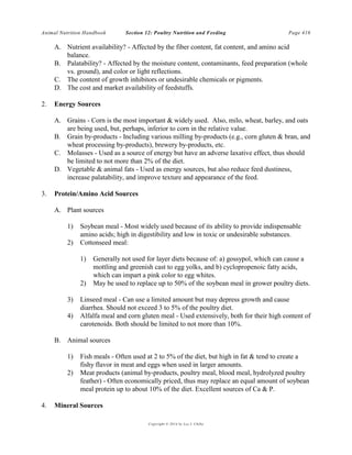 Poultry nutrition and feeding | PDF