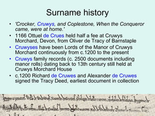 Cruwys ONS and DNA project | PPT