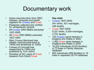 Cruwys ONS and DNA project | PPT