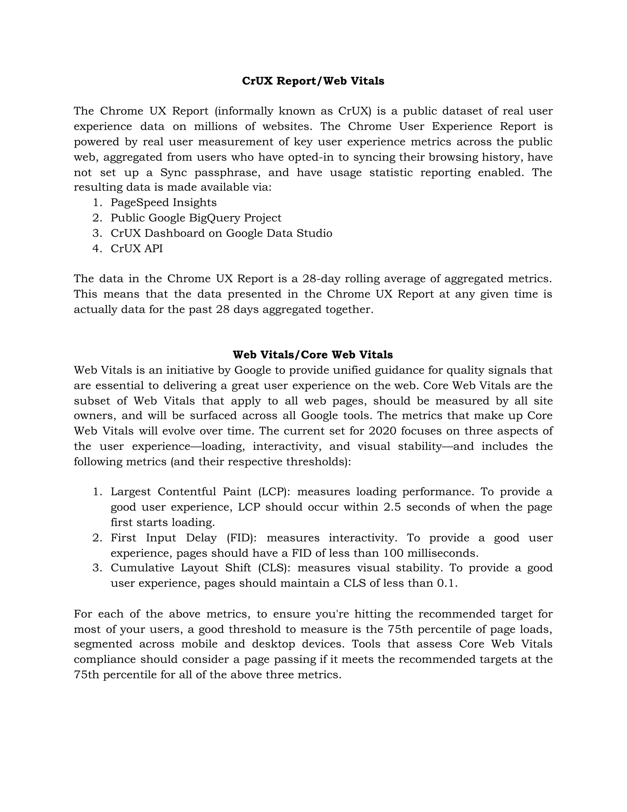 CrUx Report and Improving Web vitals | PDF | Browsers | Computer Software and Applications