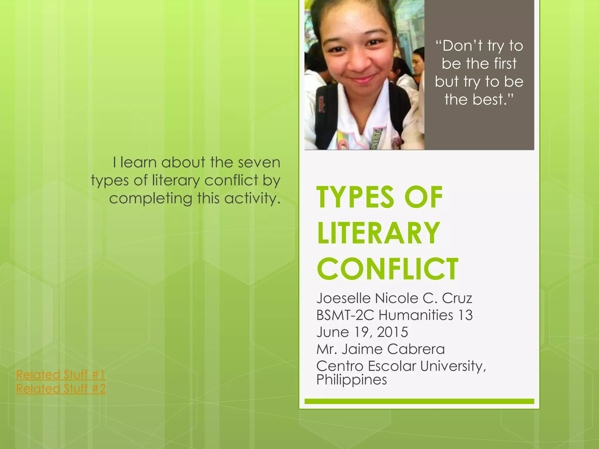 Types of Literary Conflit | PPTX