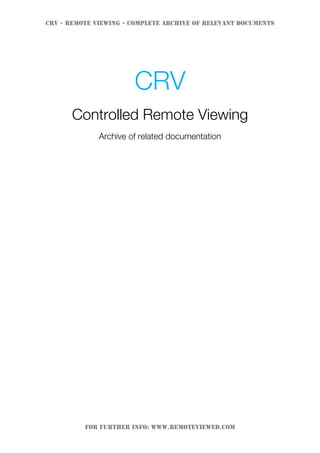 Crv docs full. Controlled Remote Viewing. Vederea la Distanta | PDF