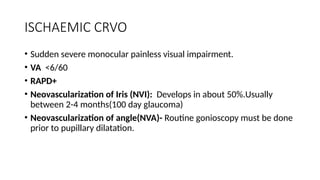 CRVO-TYPES & PATHOPHYSIOLOGY-OPHTHAL PG | PPTX