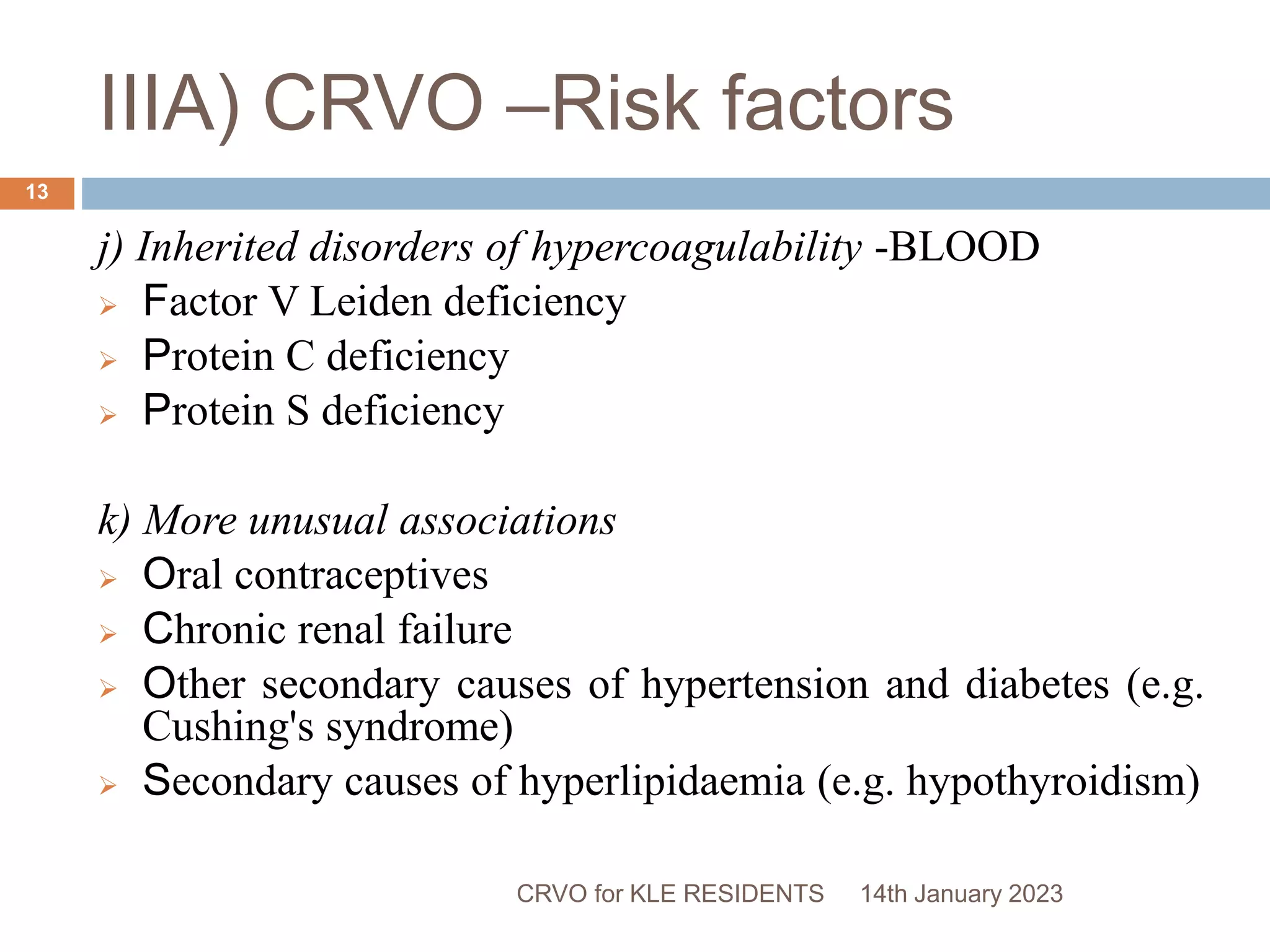 DR WANI'S TALK ON CRVO FOR RESIDENTS KLE 14 JAN 2023.pptx