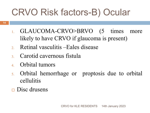 DR WANI'S TALK ON CRVO FOR RESIDENTS KLE 14 JAN 2023.pptx | Eye and ...