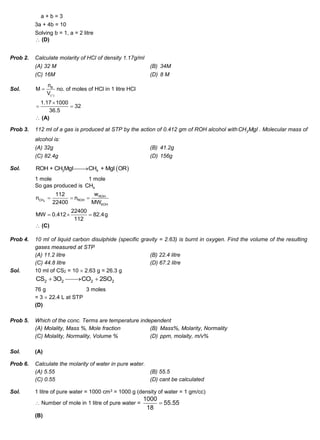 Class room work sheet (Crws) some basic concept of chemistry | PDF