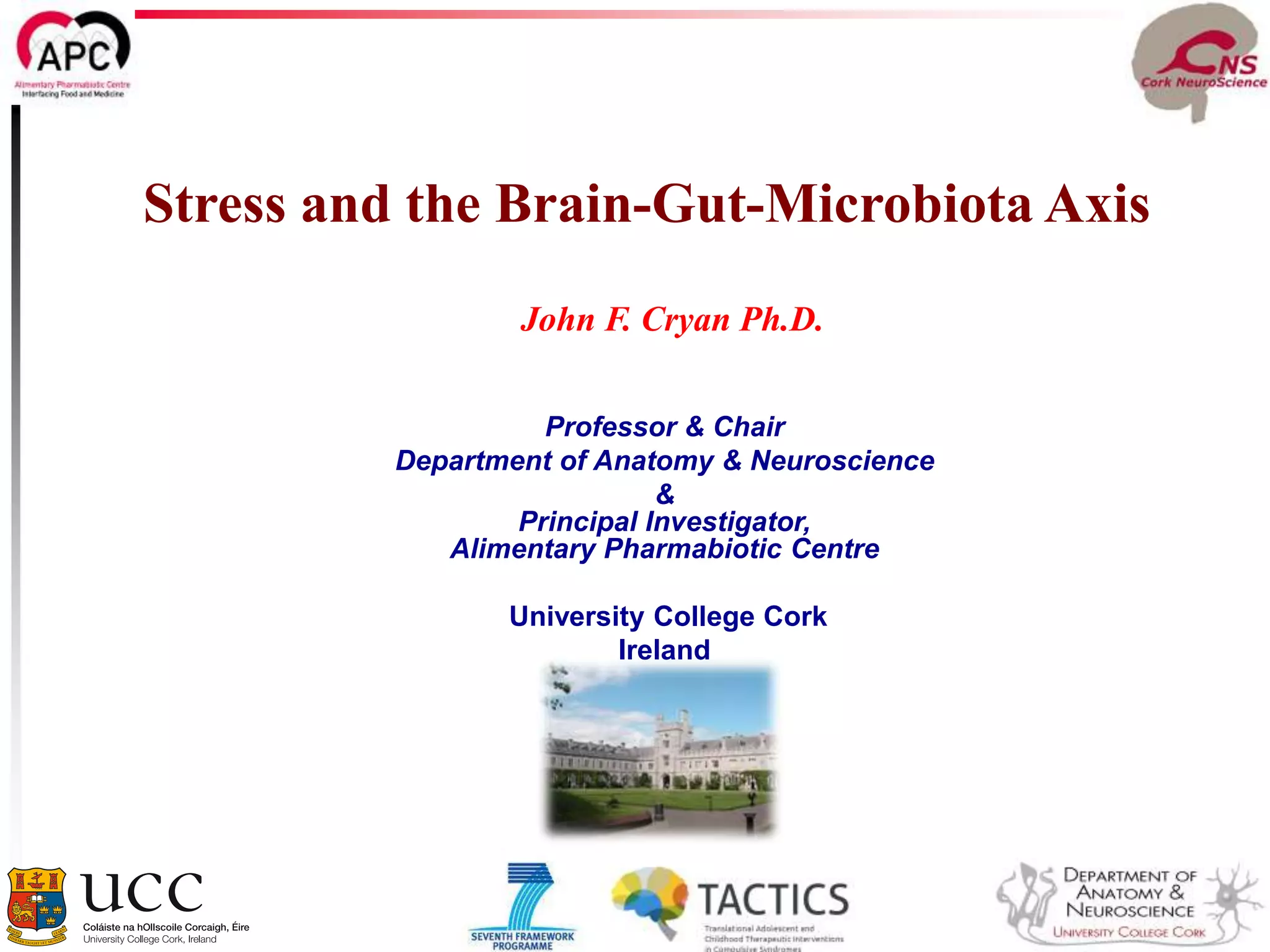 Stress and the Brain-Gut-Microbiota Axis (Prof. John F. Cryan) | PPTX