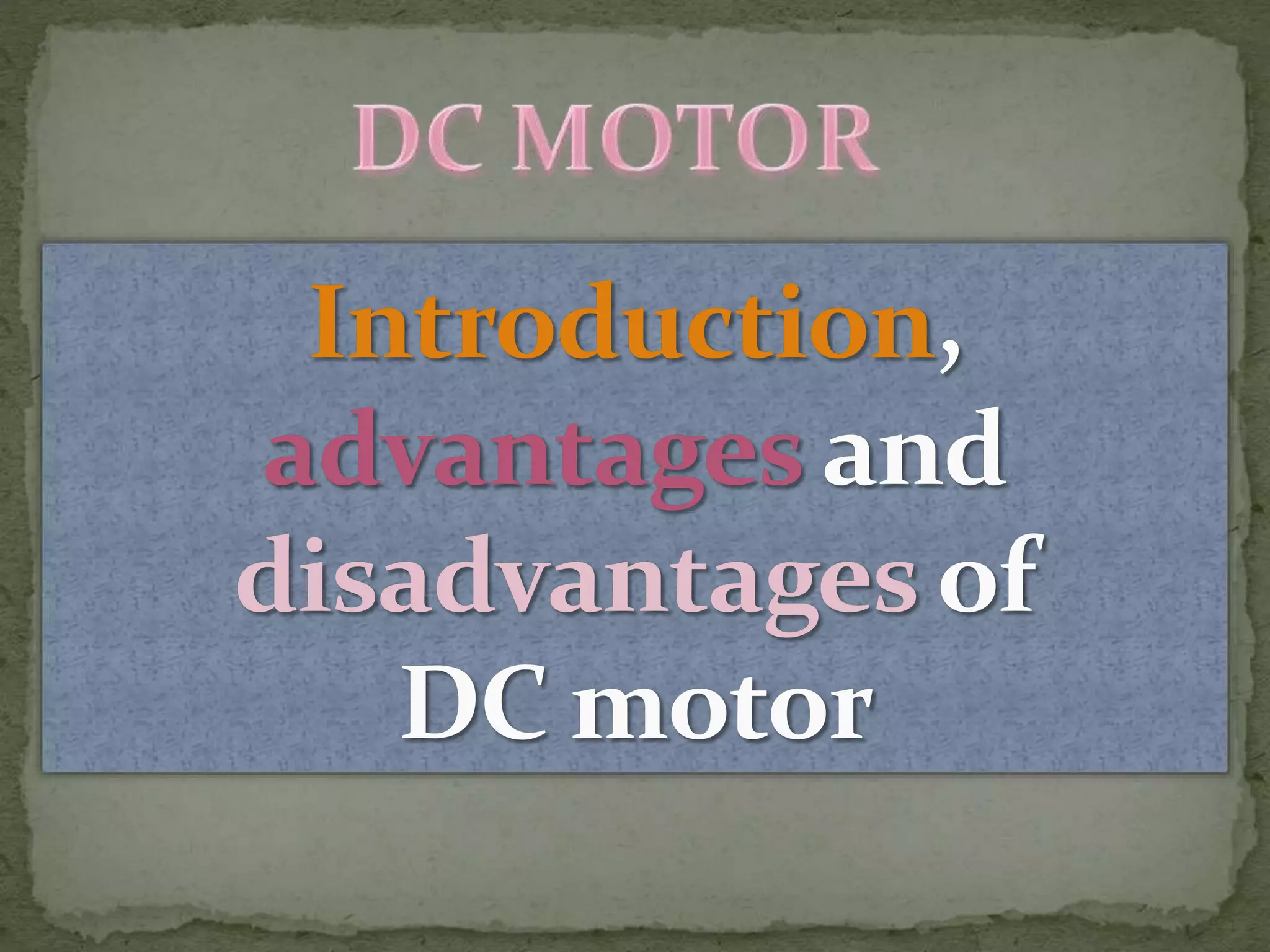ppt on dc motor | PPT