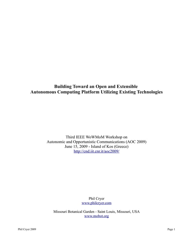 Building Toward an Open and Extensible Autonomous Computing Platform Utilizing Existing ...