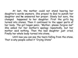 Crying stone (Narrative text) | PPTX