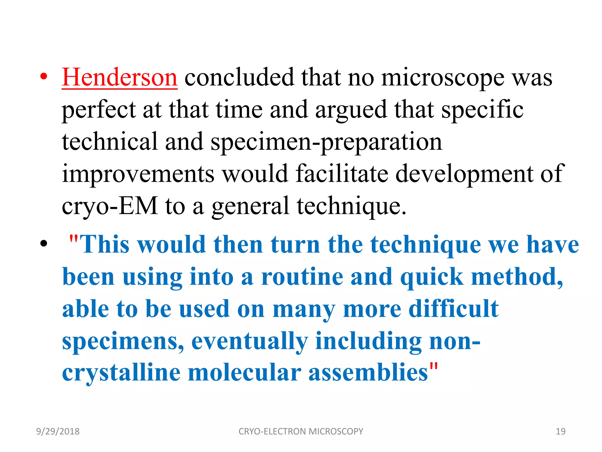 DEVELOPING CRYO-ELECTRON MICROSCOPY OF BIOMOLECULES IN WATER | PPTX