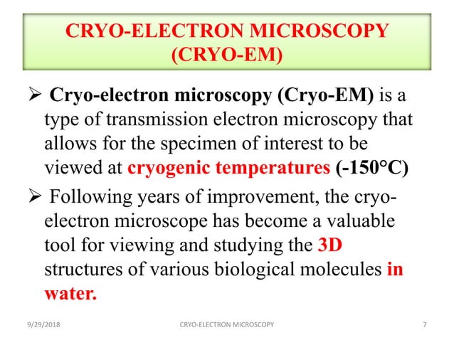 DEVELOPING CRYO-ELECTRON MICROSCOPY OF BIOMOLECULES IN WATER | PPT