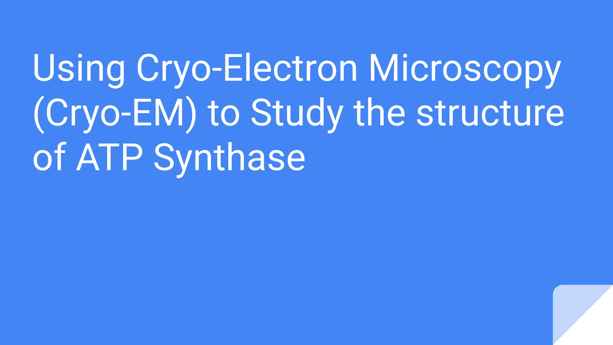 Cryo EM to study Structure of ATP Synthase.pdf