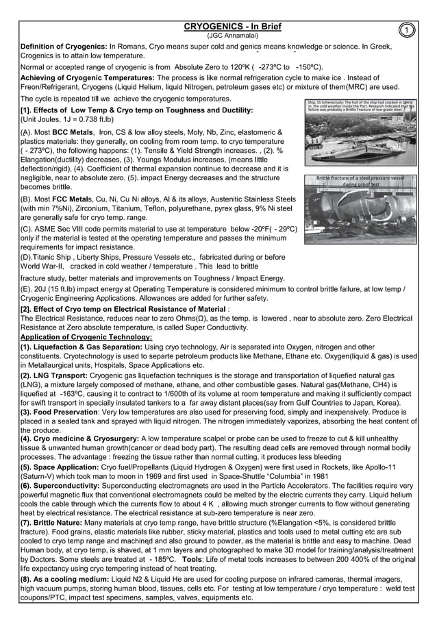 Cryogenics in Brief | PDF