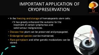 Cryopreservation/of cells and tissues| Application, mechanism ...