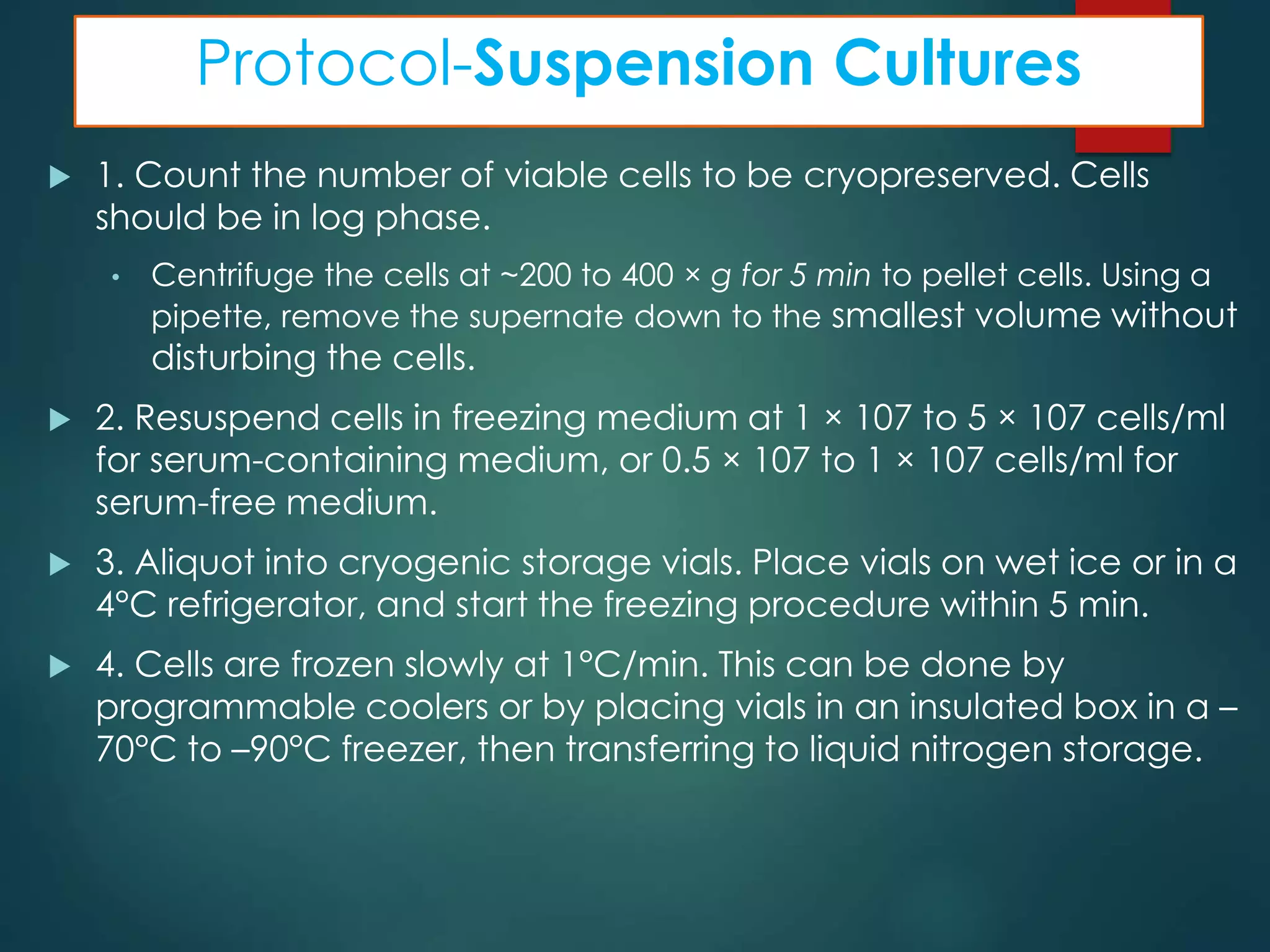 Cryopreservation and reconstitution of preserved cell lines | PPTX