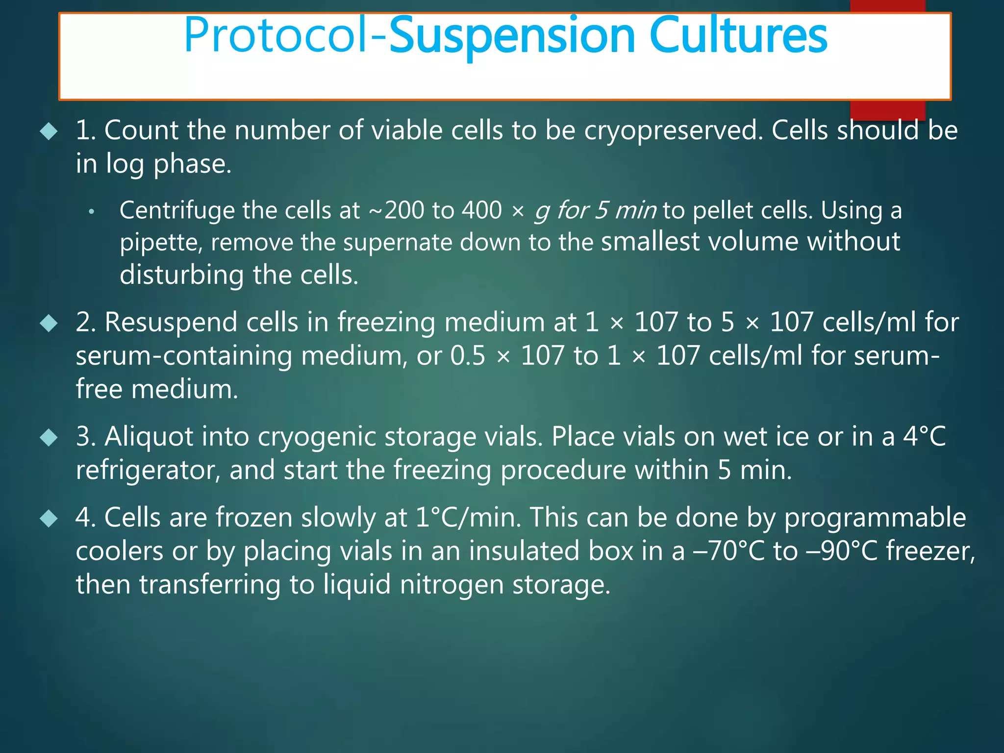 Cryopreservation and reconstitution of preserved cell lines | PPTX