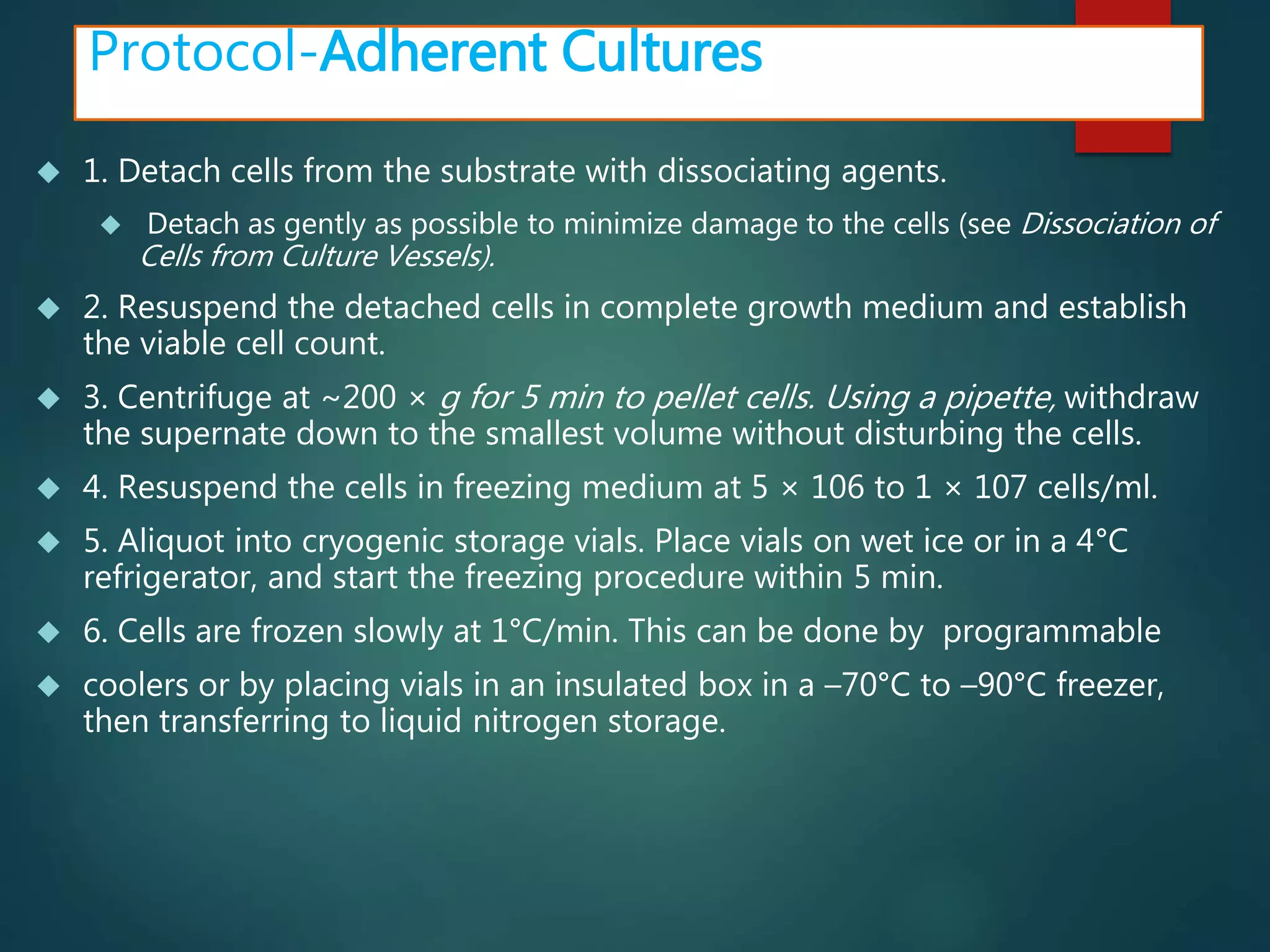 Cryopreservation and reconstitution of preserved cell lines | PPTX