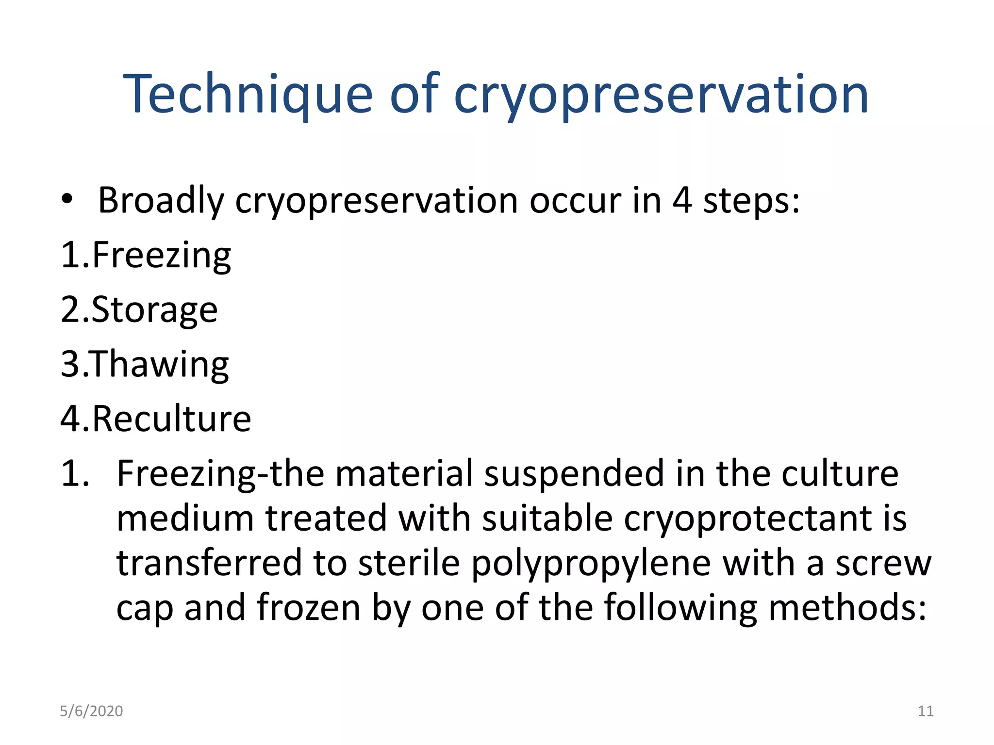 Cryopreservation, germplasm storage | PPTX
