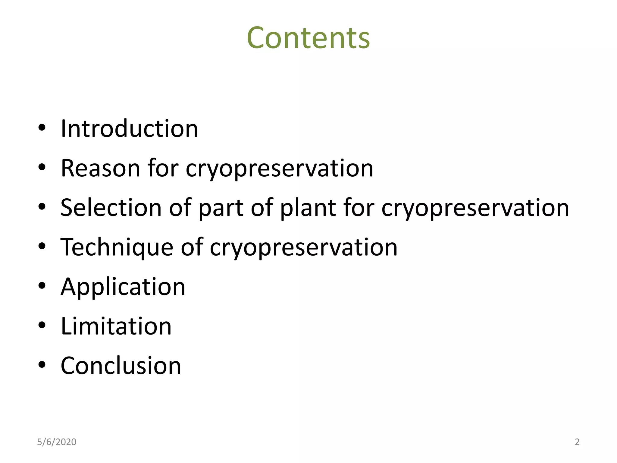 Cryopreservation, germplasm storage | PPTX