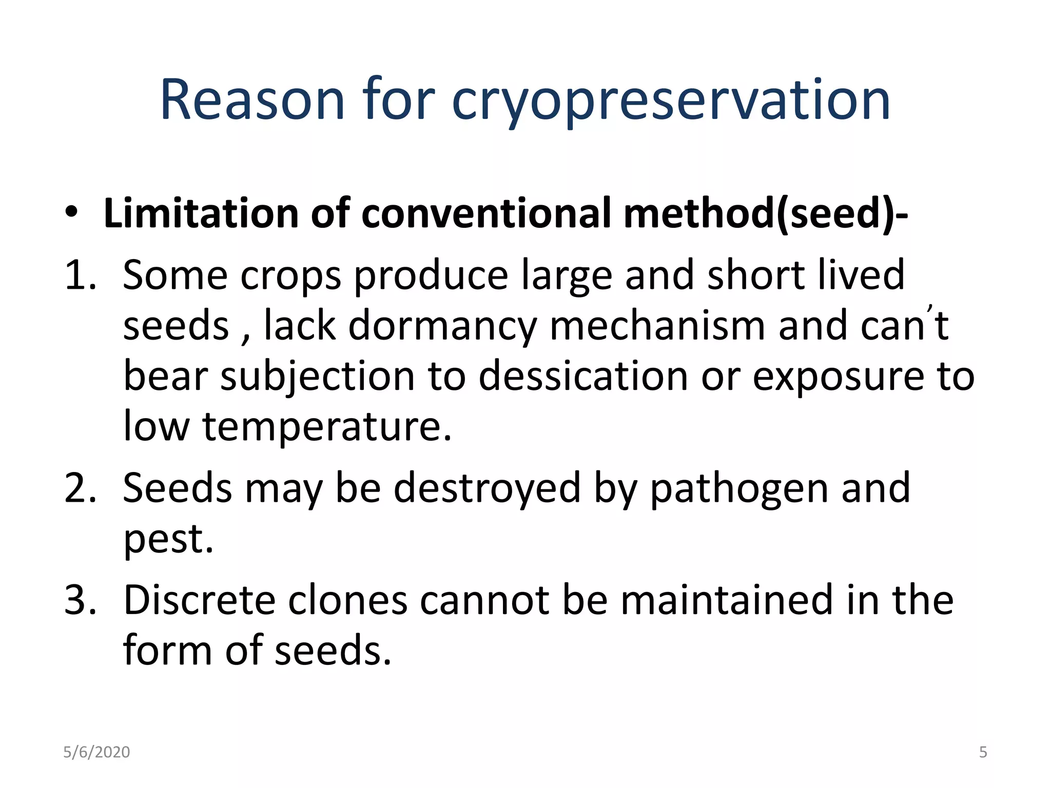 Cryopreservation, germplasm storage | PPTX