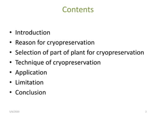 Cryopreservation, germplasm storage | PPTX