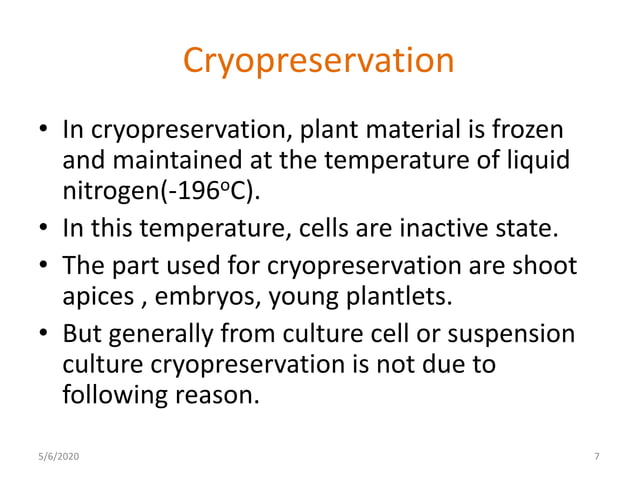 Cryopreservation, germplasm storage | PPTX | Gardening | Home & Garden