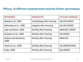 Cryopreservation of rooster sperm | PPT