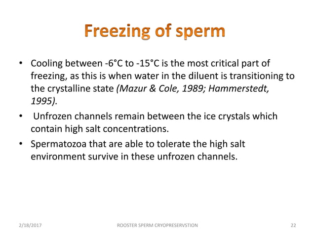 Cryopreservation of rooster sperm | PPT