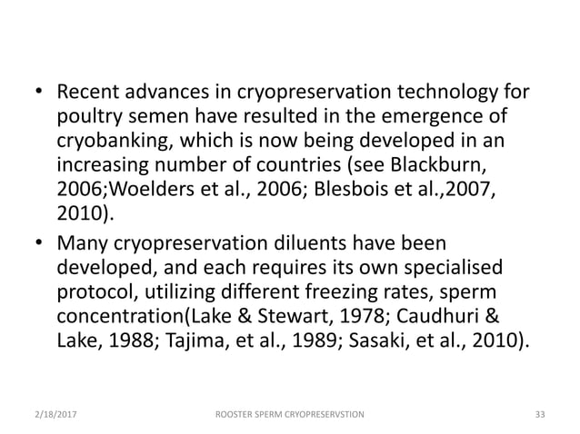 Cryopreservation of rooster sperm | PPT