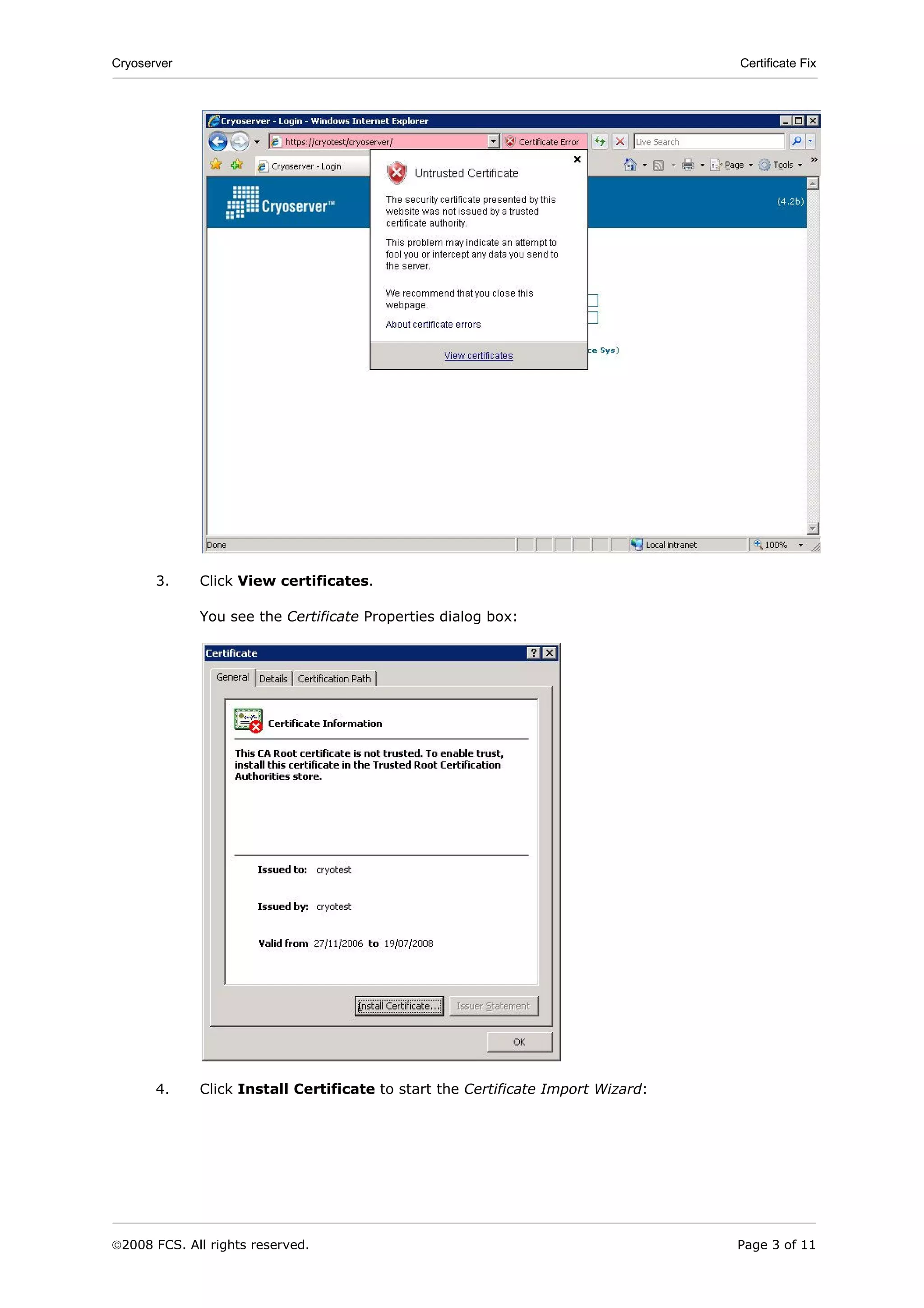 Cryoserver IIS Certificate Fix | PDF