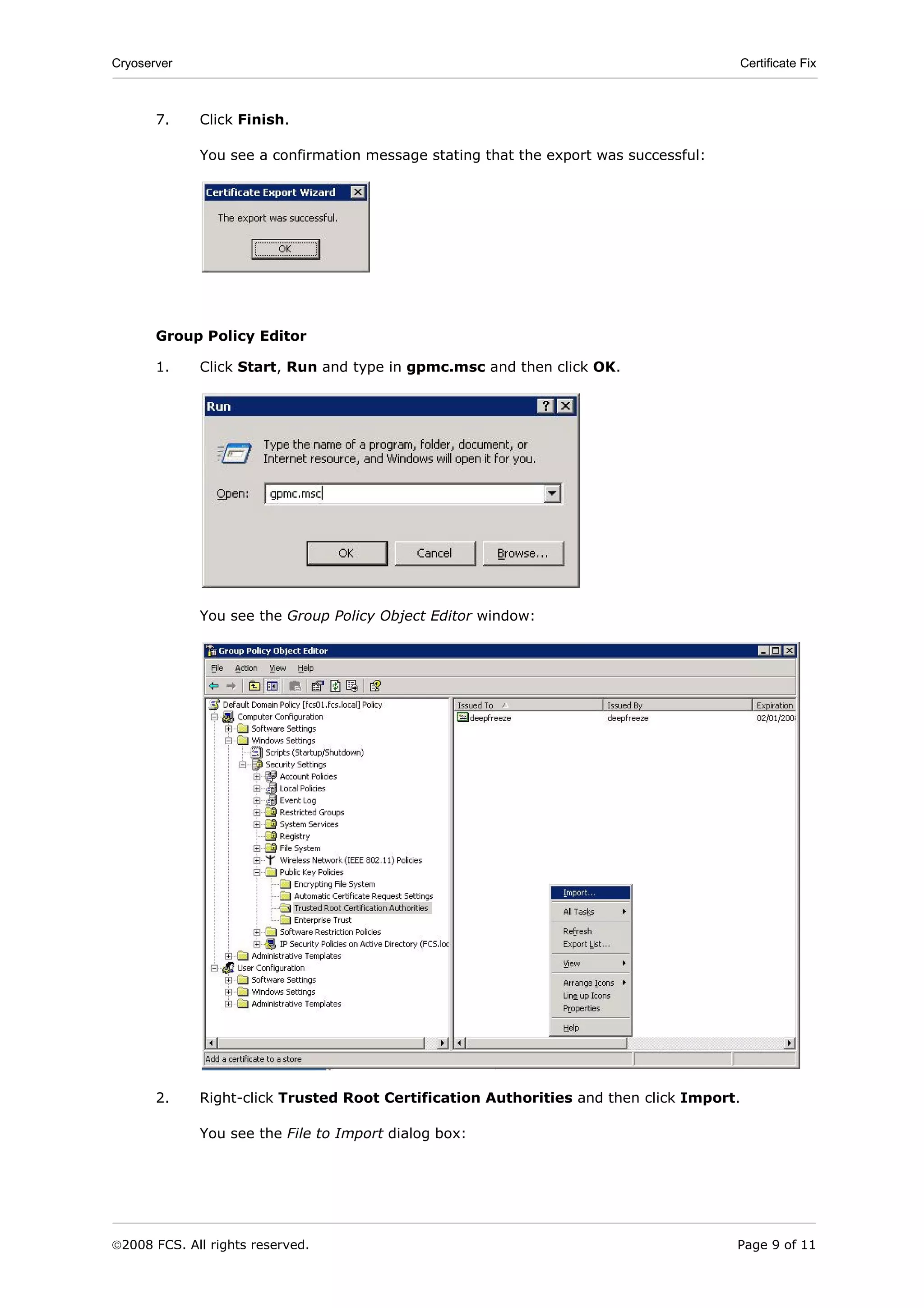 Cryoserver IIS Certificate Fix | PDF