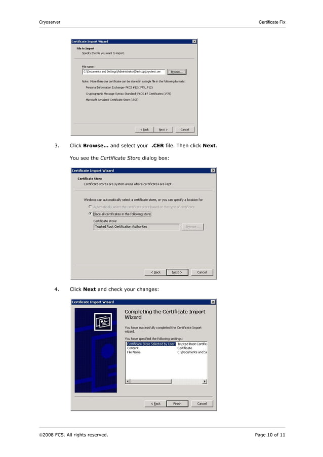 Cryoserver IIS Certificate Fix | PDF