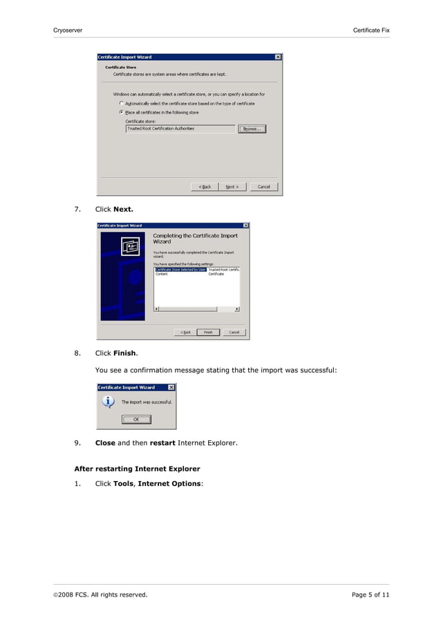 Cryoserver IIS Certificate Fix | PDF