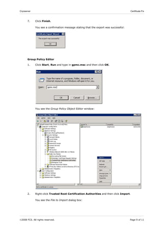 Cryoserver IIS Certificate Fix | PDF