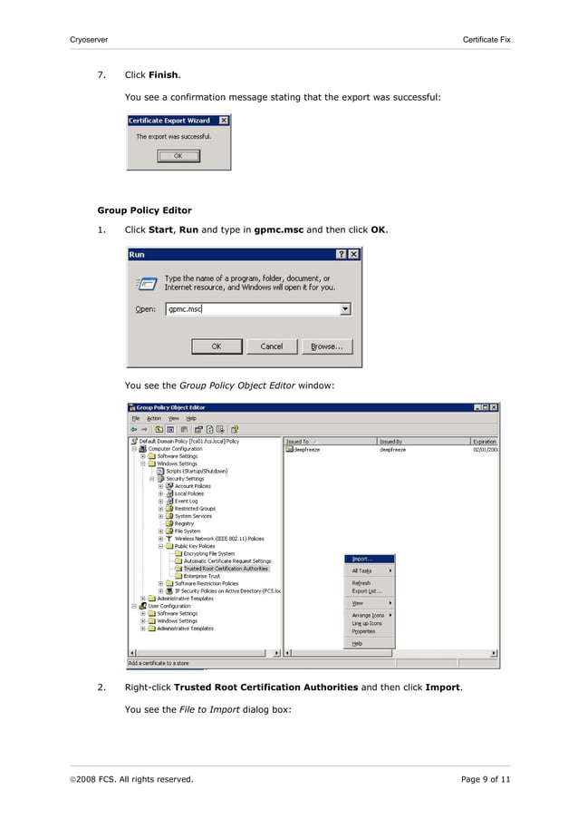 Cryoserver IIS Certificate Fix | PDF