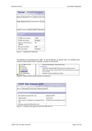 Cryoserver Configuring Lotus Notes | PDF