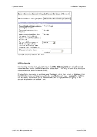 Cryoserver Configuring Lotus Notes | PDF