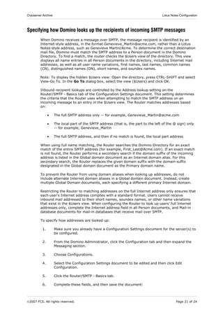 Cryoserver Configuring Lotus Notes | PDF