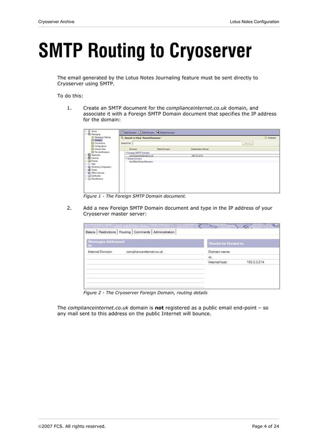 Cryoserver Configuring Lotus Notes | PDF