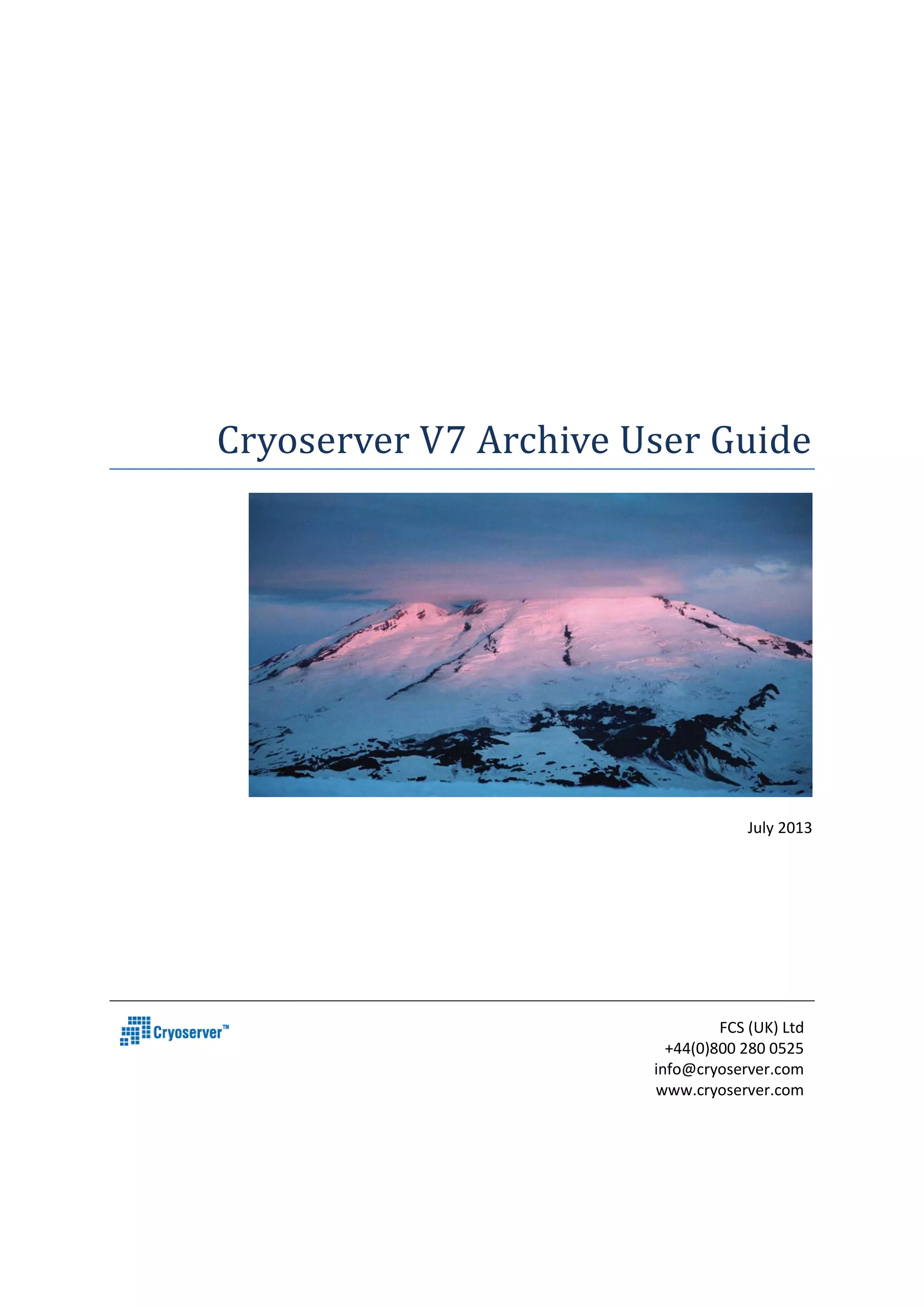 Cryoserver v7 User Guide | PDF