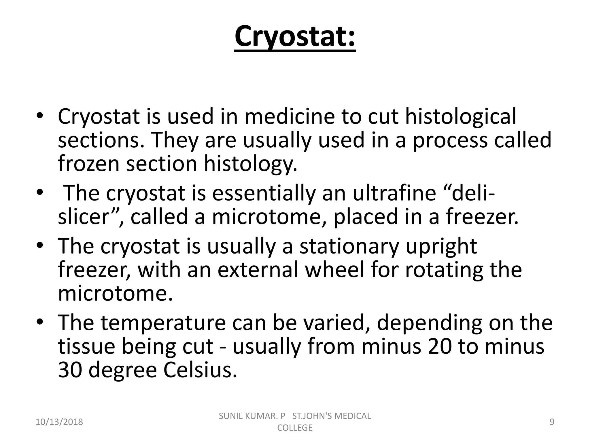 Cryostat and frozen section | PPTX