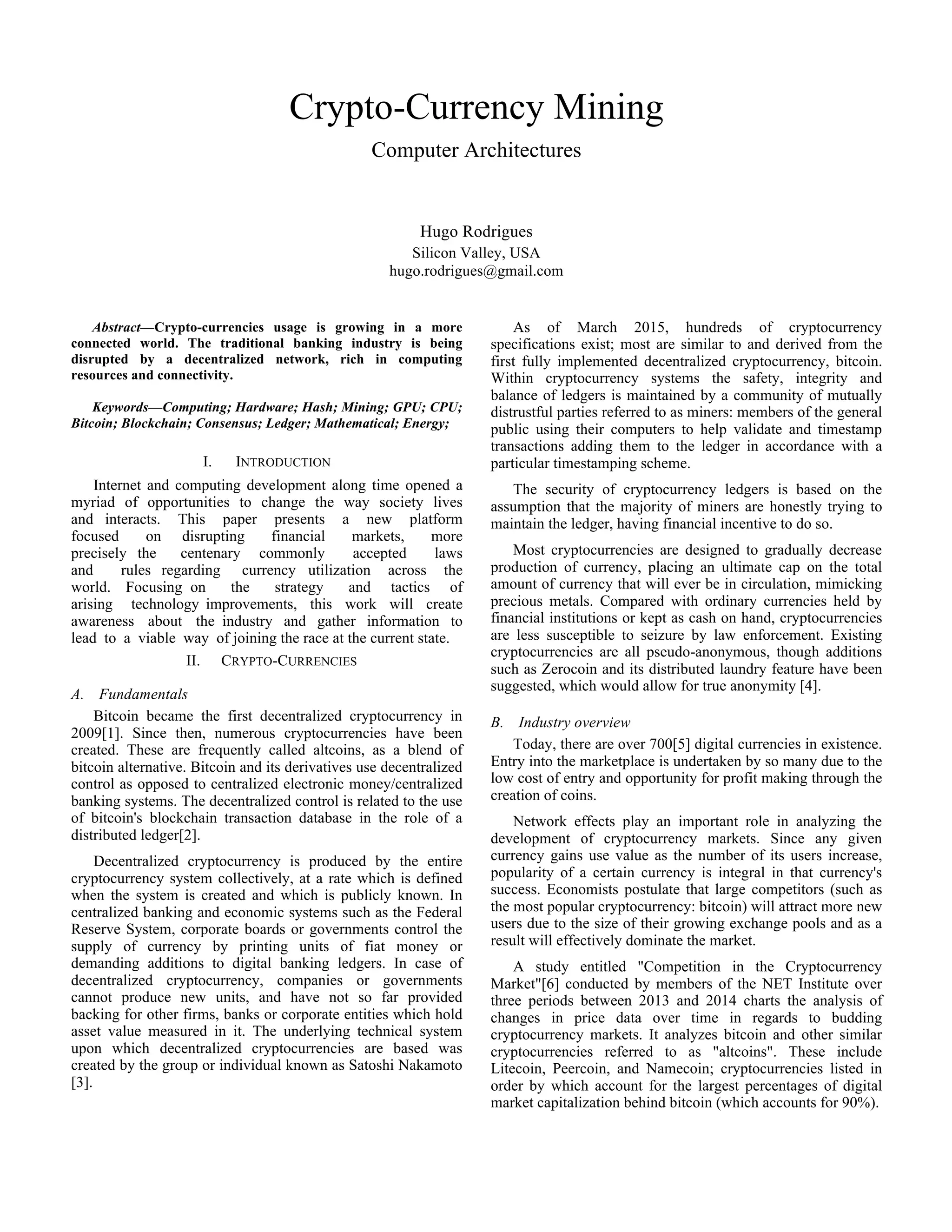 Paper: Crypto Currency Mining | PDF | Computing | Technology & Computing