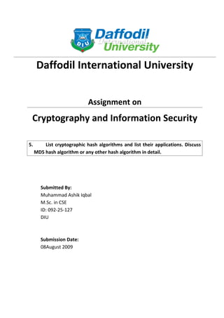 Cryprography Assignment | DOC