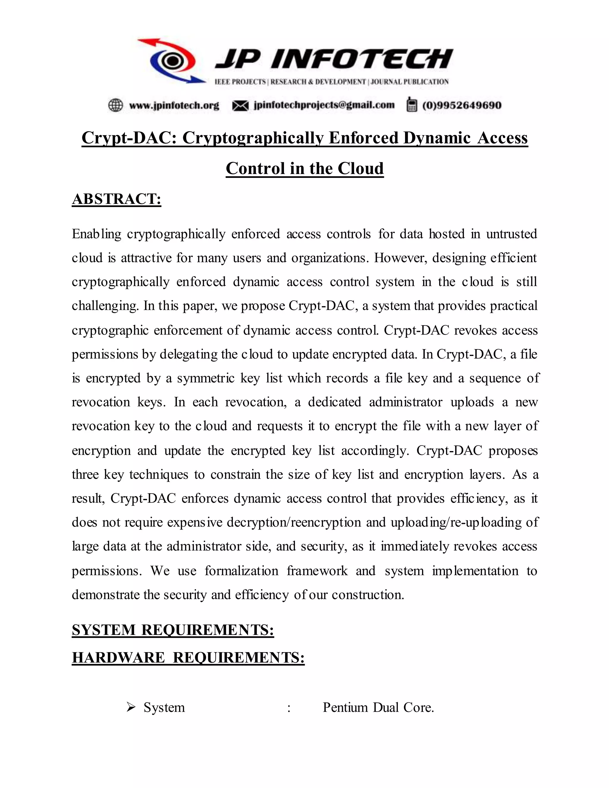 Crypt-DAC: Cryptographically Enforced Dynamic Access Control in the ...