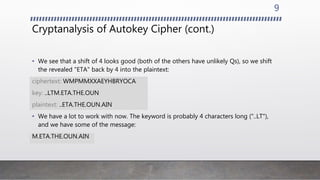 Cryptanalysis of autokey cipher | PPTX